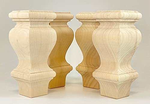 Highland Manor Wood Products Set of 4 Square Clermont Sofa Foot - 7" Tall x 2 7/8" Wide (Pine)