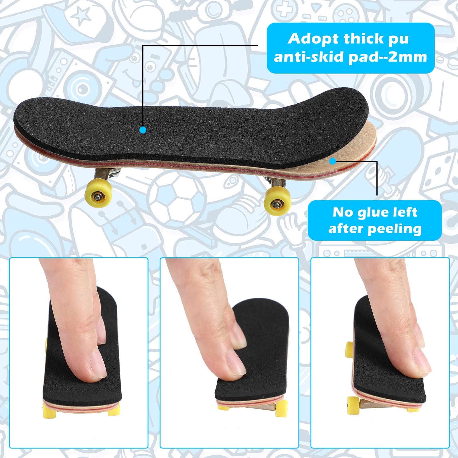 Epakh 48 Pieces Fingerboard Foam Grip Tape Adhesive Foam Tape Black Non Slip Foam Grip Tape for Fingerboards, 2 x 38 x 110 mm
