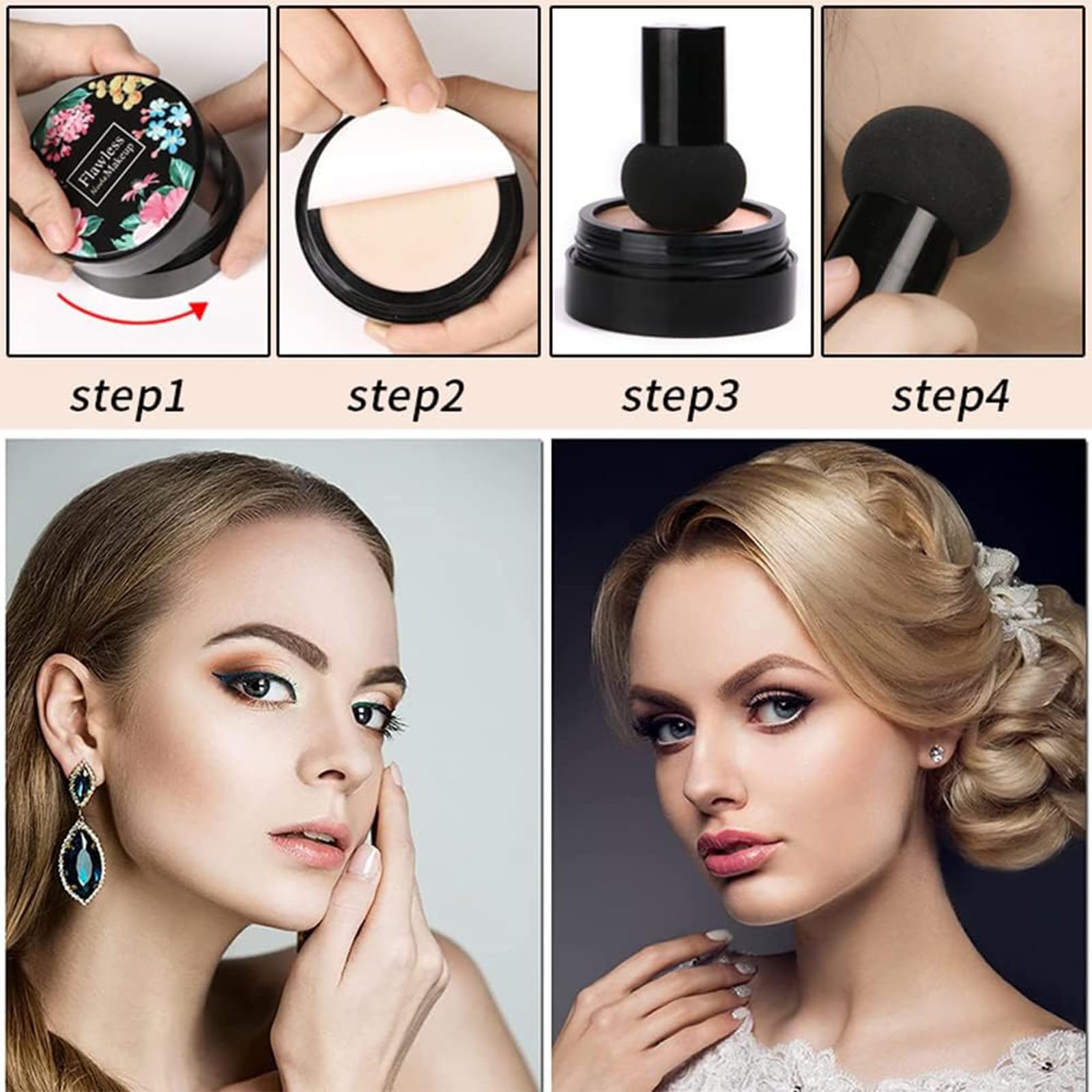 Mushroom Head Air Cushion BB Cream,Concealer Lasting Nude Makeup Moisturizing Pigment CC Liquid Foundation, Even Skin Tone Makeup Base Primer(Natural)