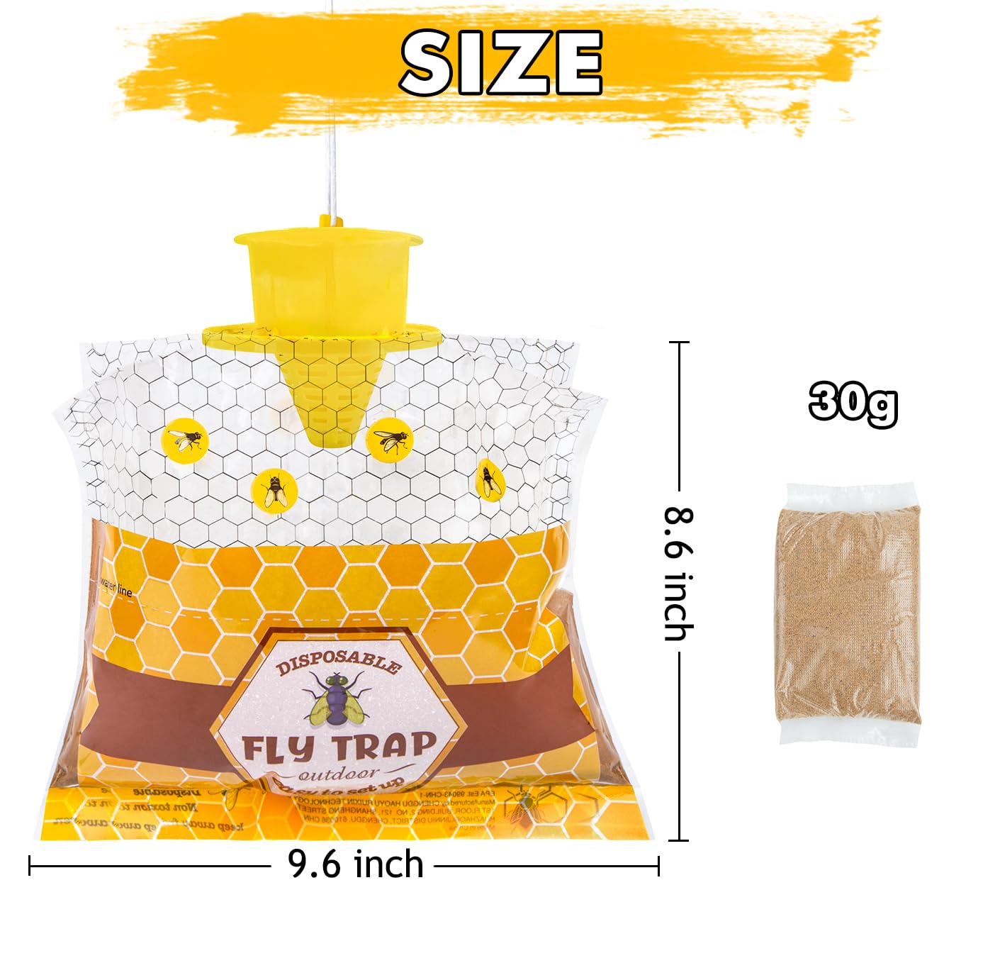 8 Disposable Fly Bag, Fly Traps Outdoor Hanging, Ranch Stable Horse Fly Trap Hunter Bait Control for Barn, Farm, Mosquito Bug Catcher and Flying Insect Trap Killer Repellent