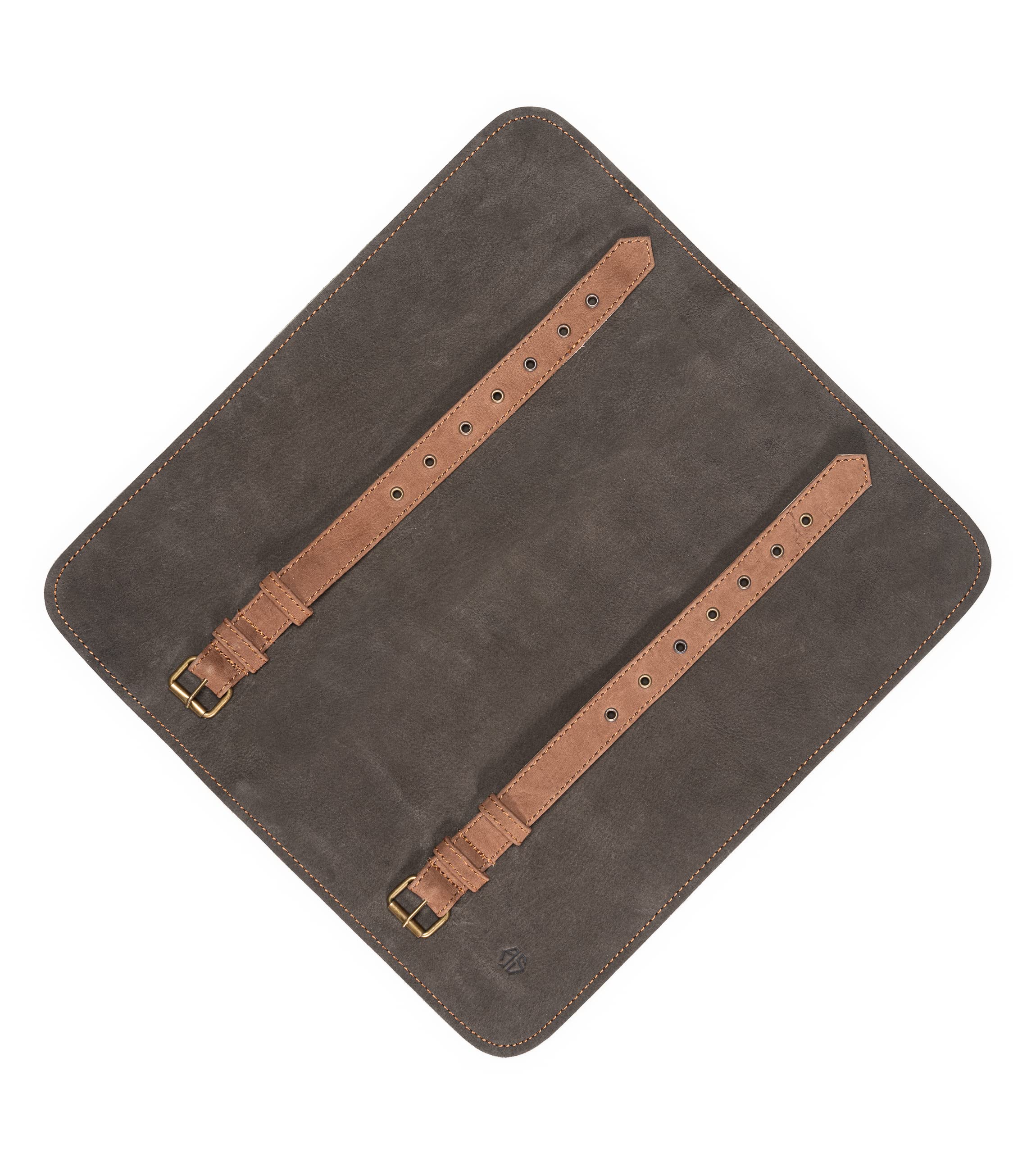 Angus Stoke Knife Roll Bag of genuine buffalo Leather β Handcrafted Chef`s Knife Roll Storage Bag/Case 7 slots β Sean (Olive-Green/Brown)