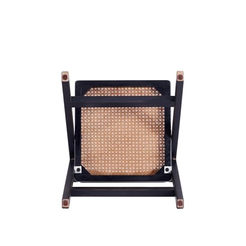 Manhattan Comfort Pullman Folding Rattan Wicker Cane Side Outdoor Dining Chair for Dining Room, Patio, Restaurant, Bistro, Cafe and Pub, Set of 4, Black/Natural