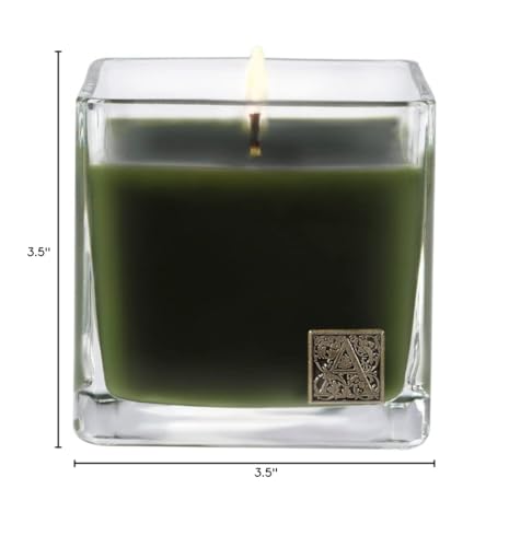 Aromatique The Smell of Tree Glass Cube 12 oz Scented Jar Candle with Metal Medallion for Home Décor and Gift