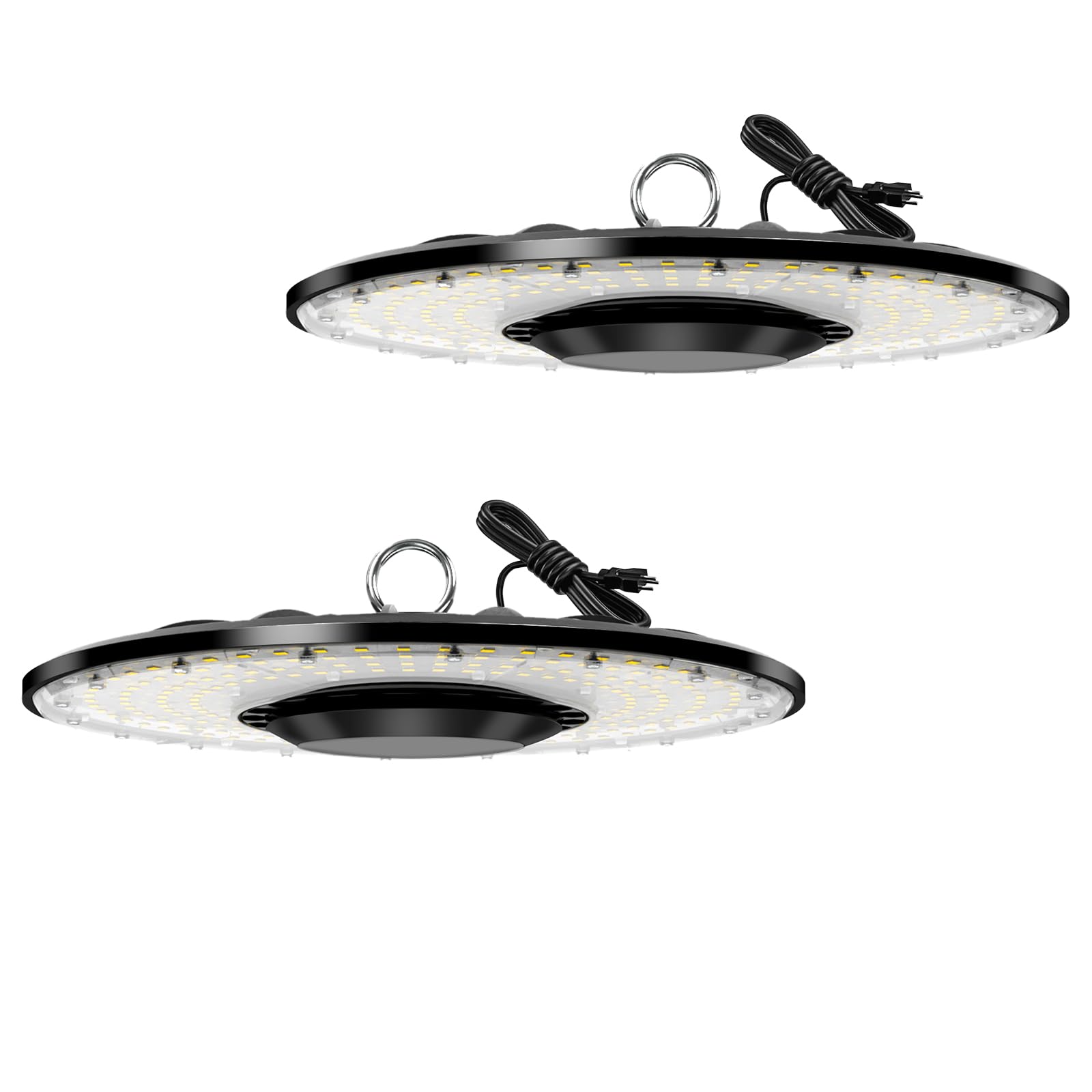 UFO LED High Bay Light 150 W 22500 LM (Eqv.600 W MH/HPS) 5000 K 100-277 V 5 Feet Cable with US Plug for Warehouse Workshop Factory Gym Garage Barn Shop - ETL Listed (2 Pack)