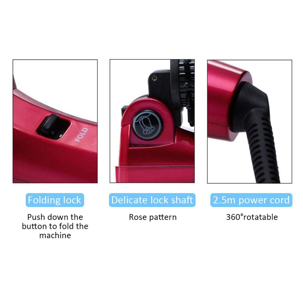Hair Curler Brush, Professional Curling Iron Brushes Salon Air Paddle Styling Brush Negative Ion Generator Ceramic Lightweight Hot Air Volumize Hair Brush for Volume and Soft Curls(US)
