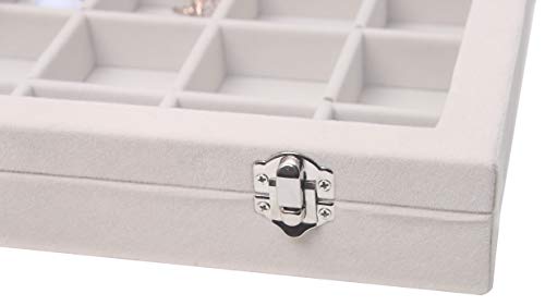 Stratalife Jewelry Organizer Stackable Earring Organizer Tray with Lid Jewelry Storage Tray for Earring Necklace Drawer Display Gift Ieda for Mom from Daughter (30 Grids)
