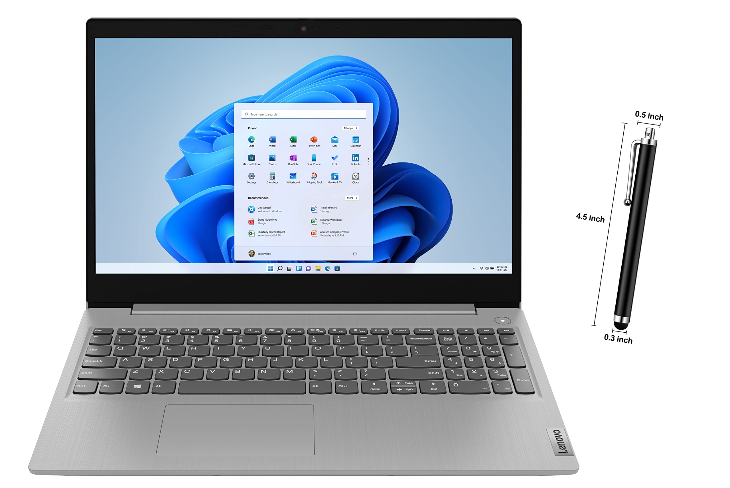 Lenovo IdeaPad 3, 15.6" HD Touchscreen Laptop, Intel Core i3-1115G4 up tp 4.1GHz, Intel UHD Graphics, 12GB DDR4 RAM, 512GB PCIe SSD, Fingerprint Reader, Win11 Home, Platinum Grey, with MTC Stylus Pen