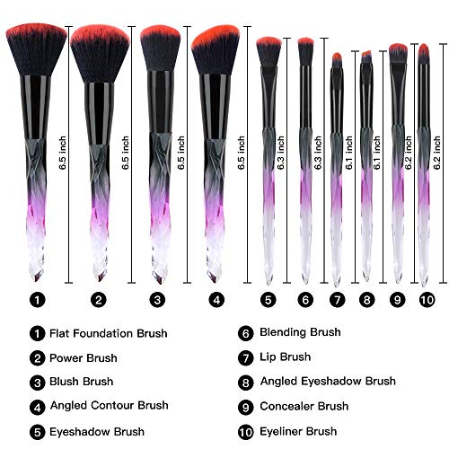 Beautiful Makeup Brushes, Make Up Brushes Set Transparent Handle for Blush Foundation Eye Shadow Kabuki Concealer Cosmetic Brushes Kits Red Black Makeup Tools