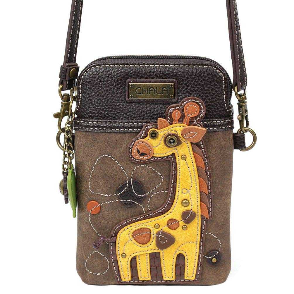 Chala Giraffe Cellphone Crossbody Handbag - Convertible Strap Giraffe Lovers, 5" x 7.5" x 1"