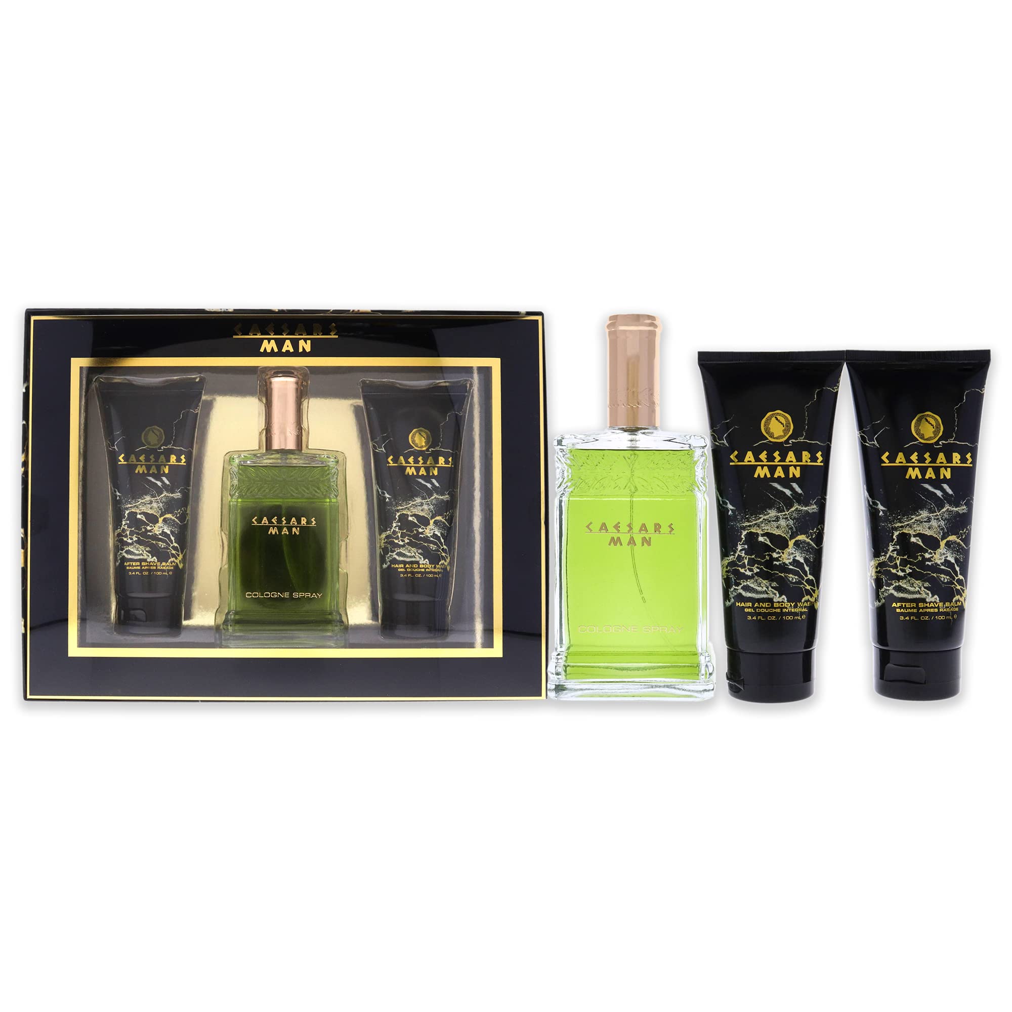 Caesars for Men Gift Set (Eau de Parfum Spray, Hair and body wash, After Shave Balm)
