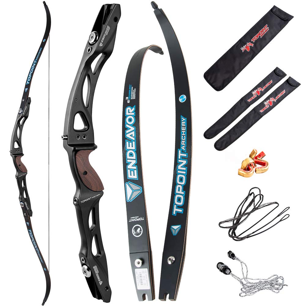 66/68/70 Inch Archery Competition Athletic Bow Takedown Shooting Recurve Bow 25" ILF Metal Bow Riser Right Handed with Bow Stringer Tool for Adult,Youth,Teens (Black, 70/28lbs)
