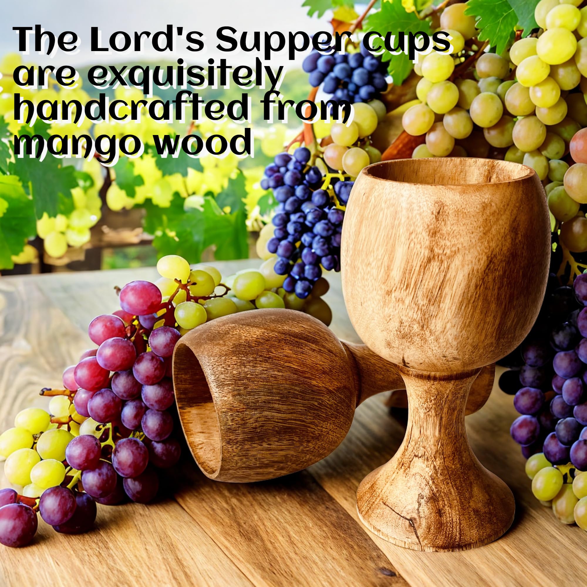 ALADEAN Wooden Goblet Cup 6" - Handmade Wood Vintage Chalice Wine Drinking Goblet Cup Gift 5oz Wood Cup for Congregations, Wedding Anniversary Party Christmas Eucharist, Kiddush Cup (1Pc)