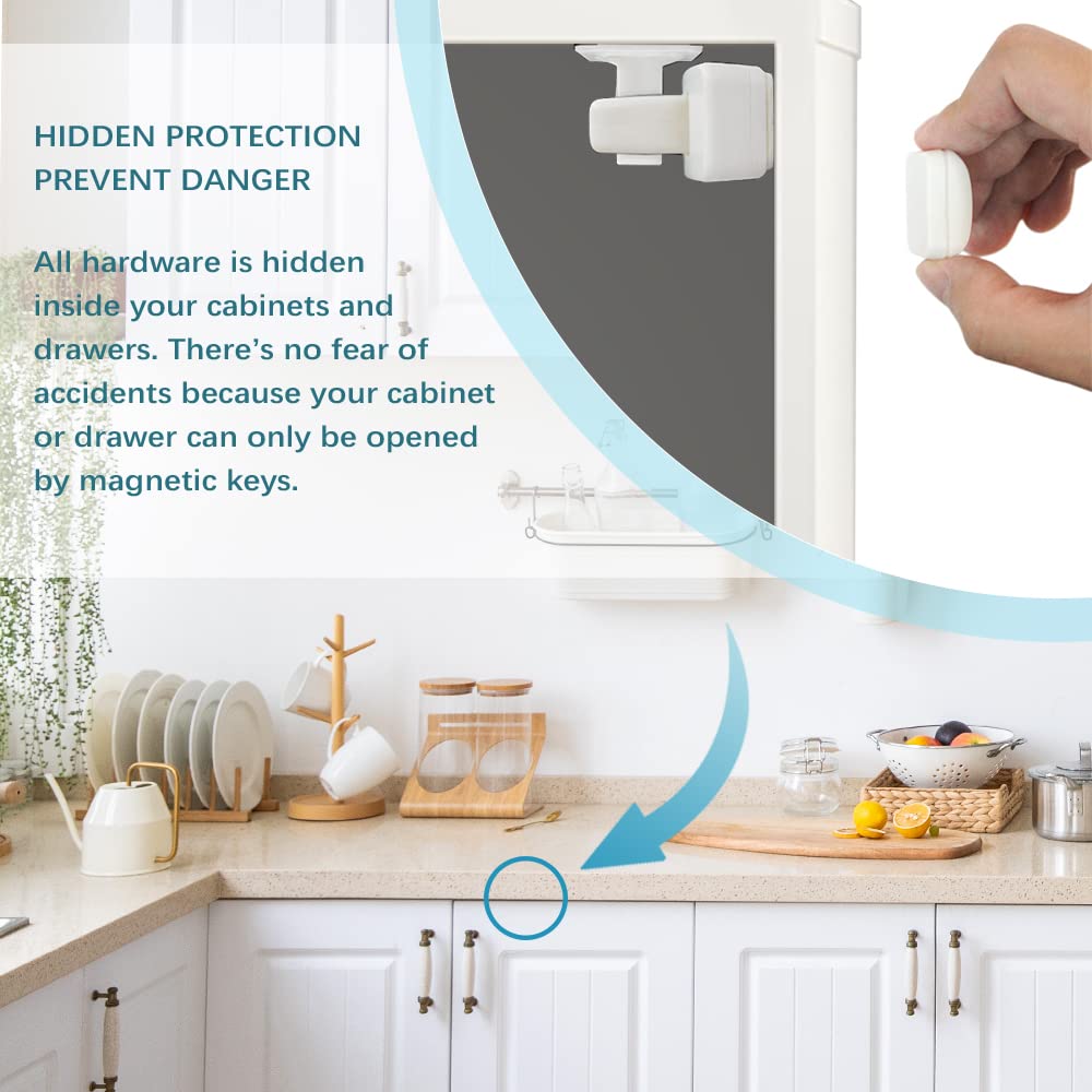 Baby Proofing Kit - Magnetic Cabinet Locks Adjustable Safety Latches for Cabinets & Drawers, Corner Protector, Outlet Covers and Door Finger Pinch Guard -Complete Baby Safty Kit (50 Pack)