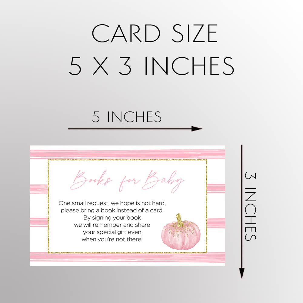 Pumpkin Bring A Book Baby Shower Insert For Girl Fall Halloween Cards (25 count)