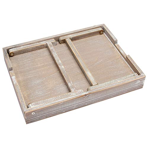MyGift Vintage Graywashed Wood Bed Tray with Folding Legs - Foldable Breakfast Table Laptop Desk Kitchen Serving Tray