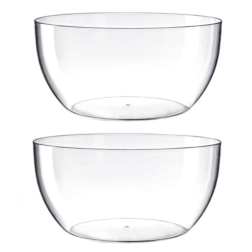Large Salad Bowl, Circular Shaped In Premium Acrylic Break Resistant Clear, 146 Ounce 2 Count