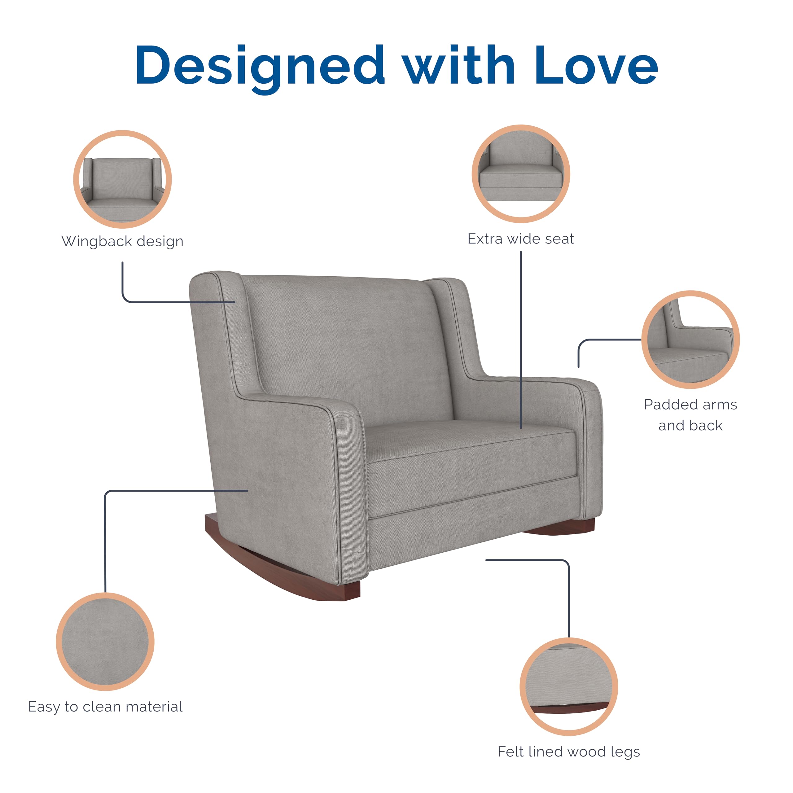 Baby Relax Hadley Double Rocker Chair, Baby Nursery Furniture, Taupe