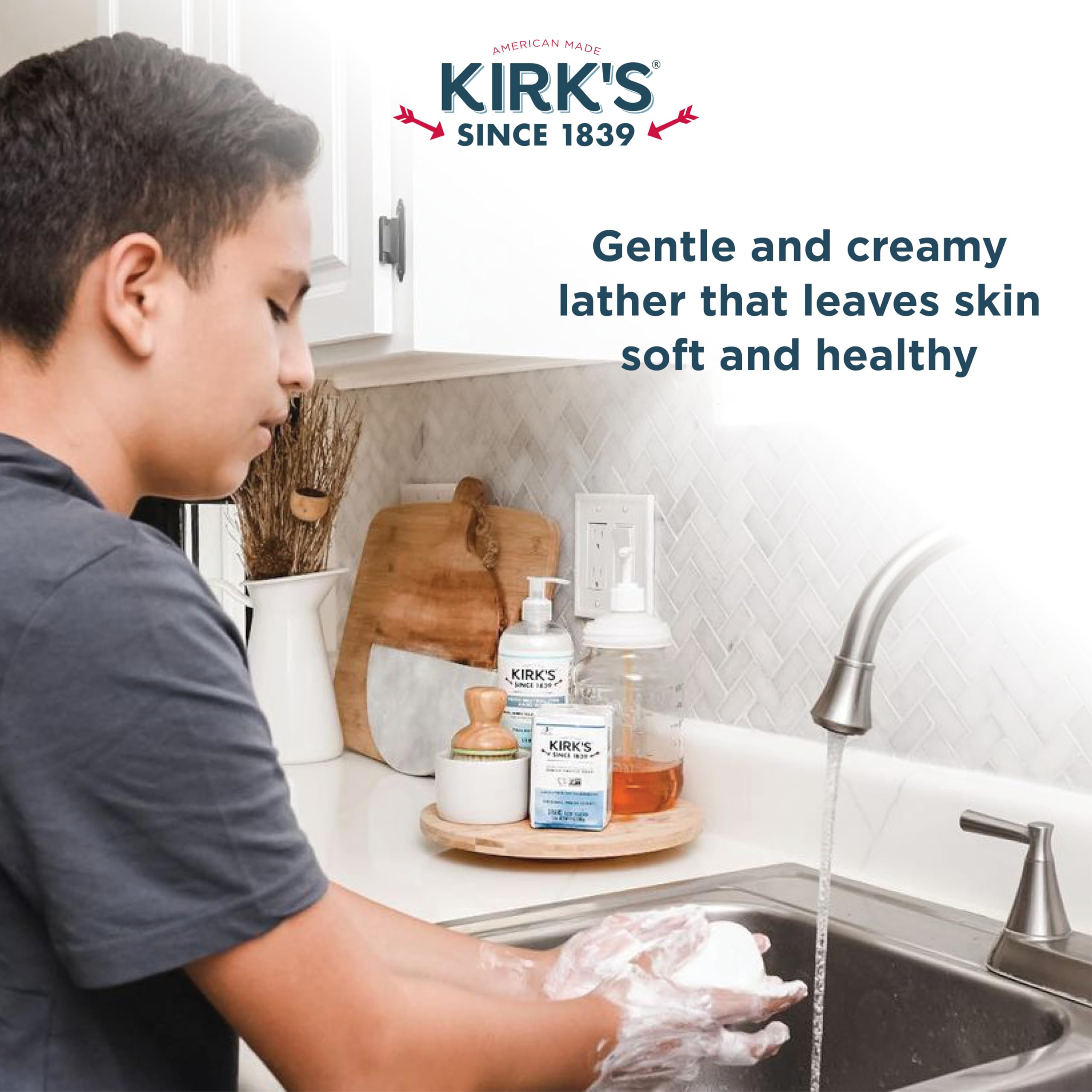Kirk's Castile Bar Soap for Men, Women & Children - Made With Premium Coconut Oil, Sensitive Skin Formula, Vegan, Non GMO, Original Fresh Scent, 4 oz. Bars, 6 Pack