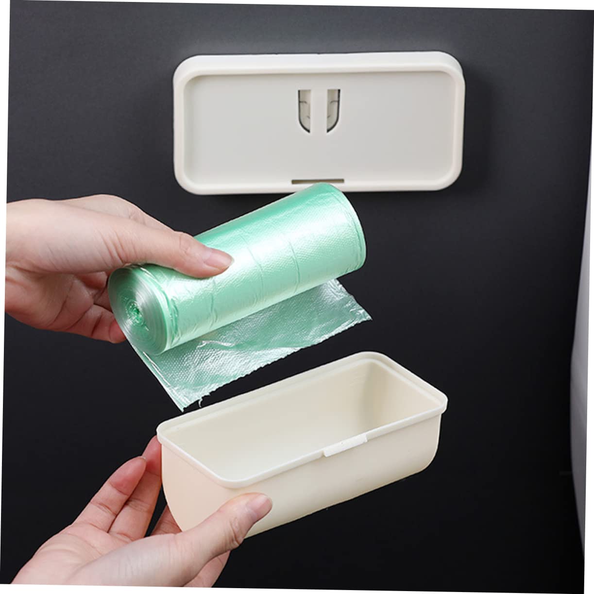 CORHAD Plastic Container 3 pcs Plastic Dispenser Cases Adhesive Mount Mounted Garbage Wall Container Bag Holder Bags Containers Storage Trash Plastic Containers