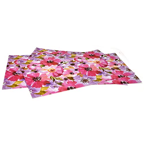 50 Disposable Floral Paper Place Mats 11”x 17” Rectangle Colorful Watercolor Flowers Coated Placemat for Spring Flower Blooms Table Setting Mat Dinner Bridal Shower Wedding Graduation Party Decor