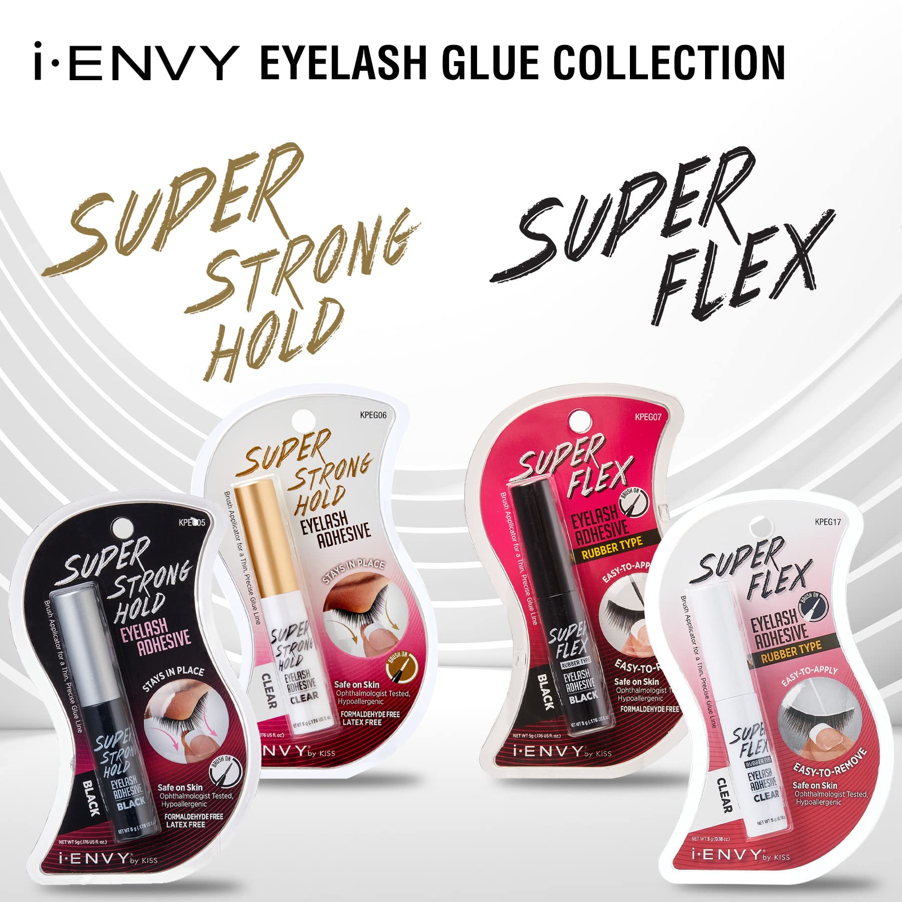 KISS i-Envy Super Flex Brush Eyelash Adhesive Rubber Type Black 0.176 oz KPEG07