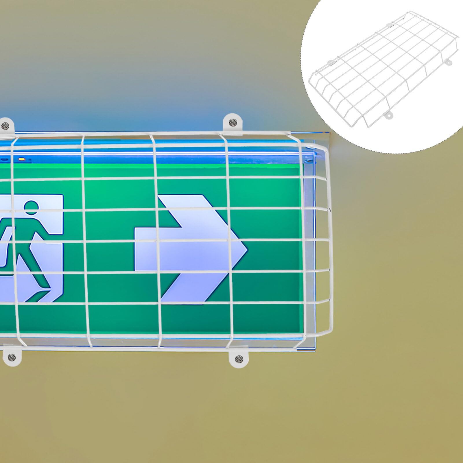 Angoily Wire Guard for Exit Sign Emergency Light Metal Wire Guard Damage Stopper Exit Sign Damage Cage Wall Mounted Emergency Signal Protective Cover (16.11X10.02X1.18 inch)