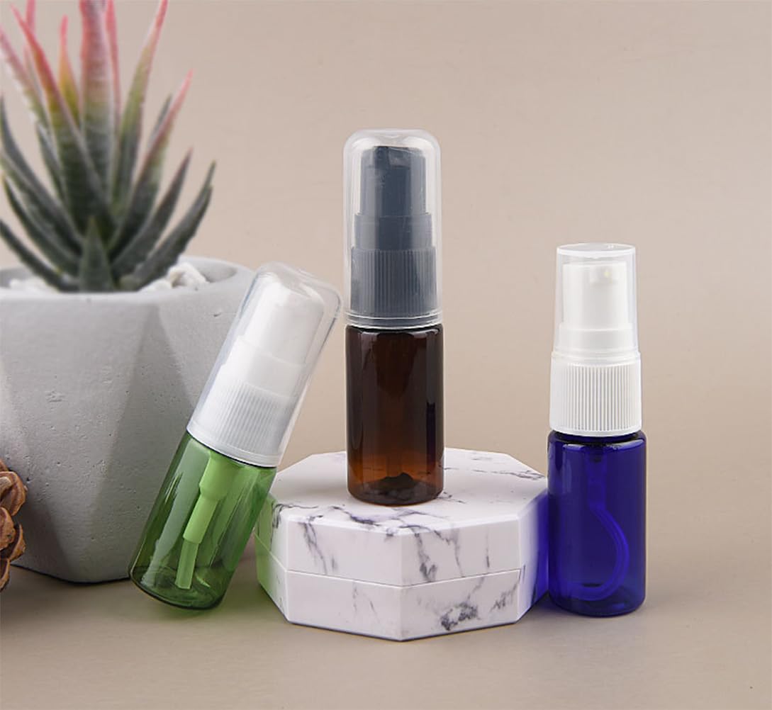 erioctry 10ML Portable Empty Refillable Bottle Cream Shampoo Lotion Treatment Pump Bottle with Cap Travel Bottles Toiletries Liquid Container for Cosmetic Make-up Pack of 6 (Brown)