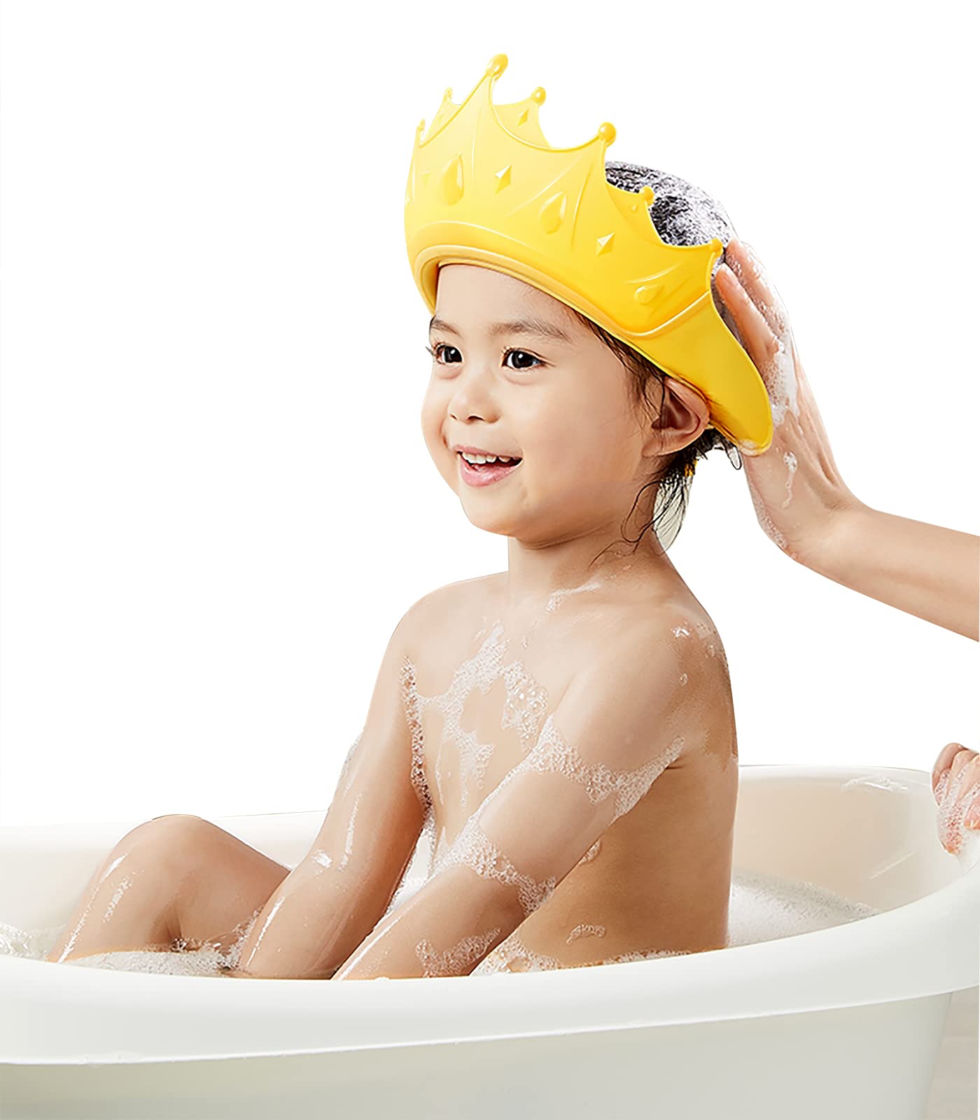 Baby Shower Cap Crown, Hair Washing Hat for Toddlers, Shower Face Shields, Bath Visor for Toddlers, Make Hair Washing So Much Easier & Less Stressful, Yellow