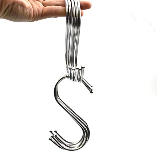 GXHUANG Heavy Duty Metal Chrome Plated S Shape Hooks, Set of 10 (Large)