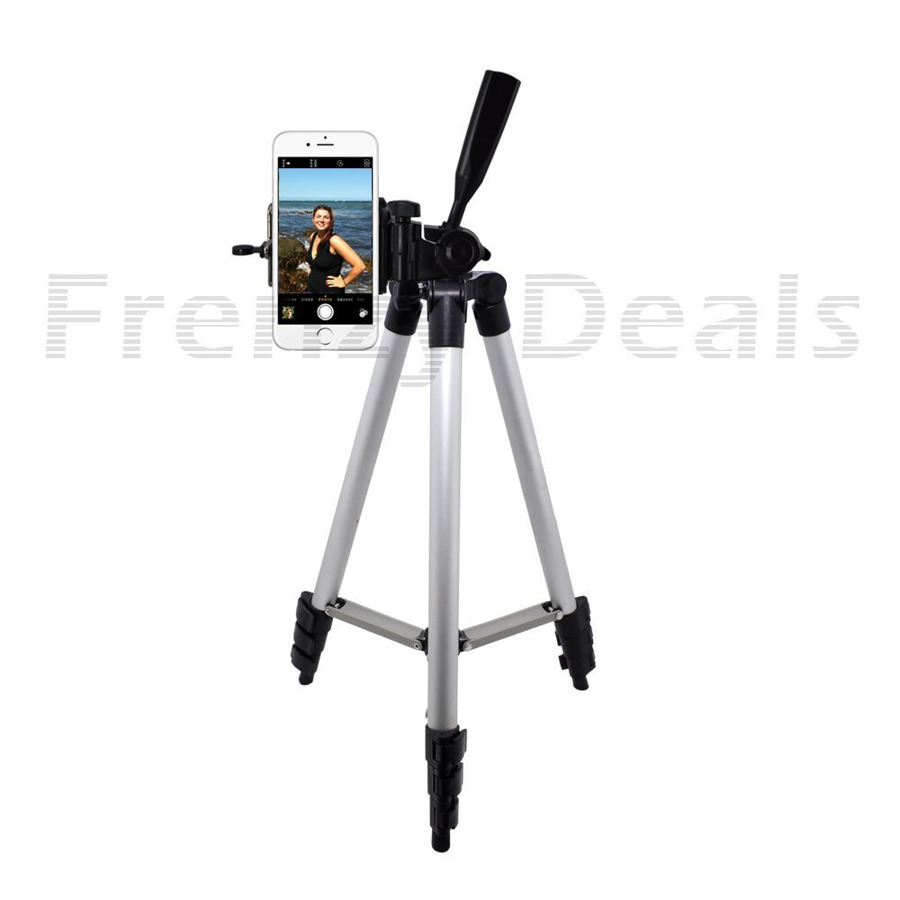 50†Inch Camera Tripod for All Smartphones, Phablets, Cameras & Camcorders + Water Resistant Carrying Case + Frenzy Deals Microfiber Cloth