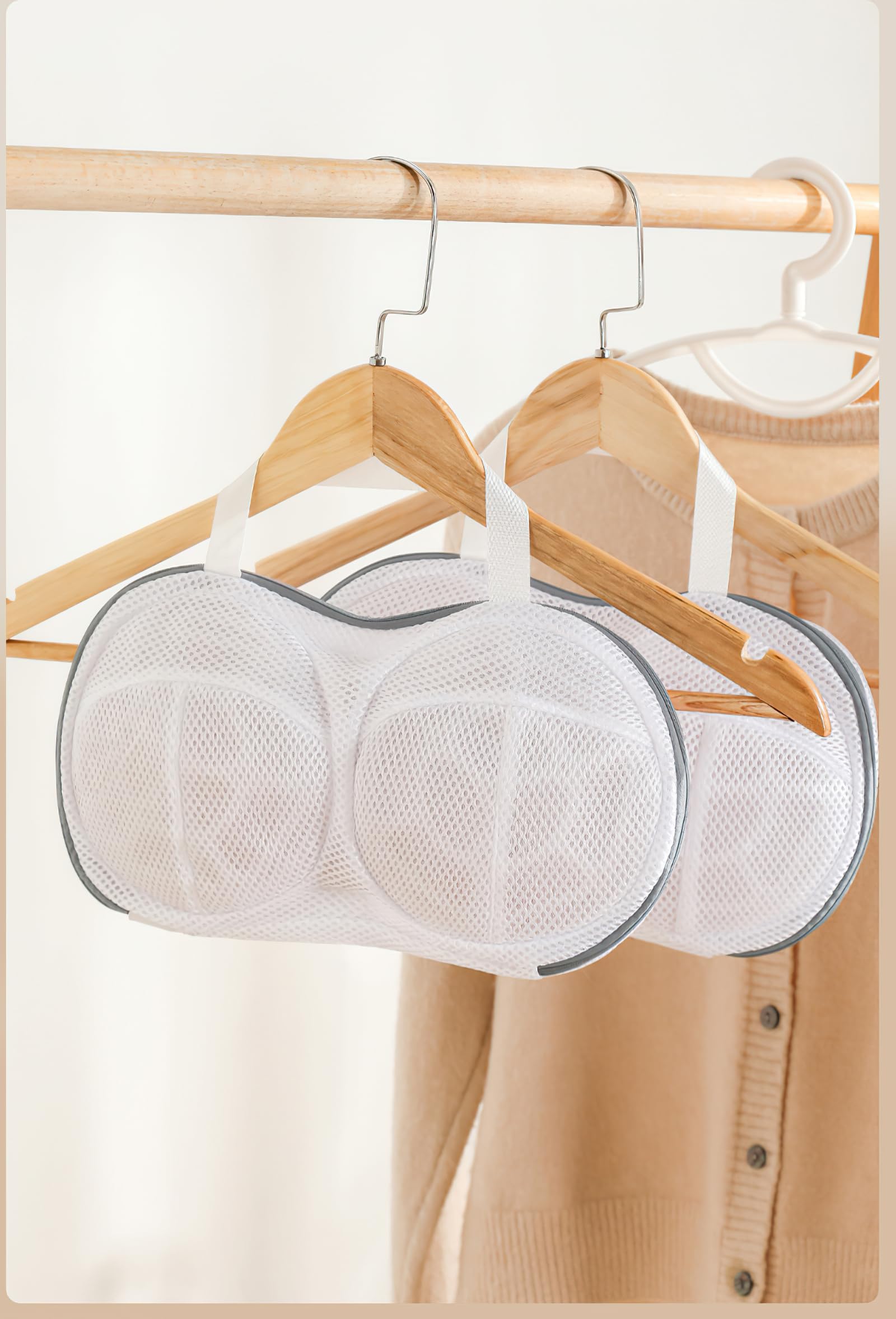 3pcs bra washing bags for laundry, bra washer protector for laundry,lingerie bags for washing delicates Fits for A-C Cups Bras(Gray)