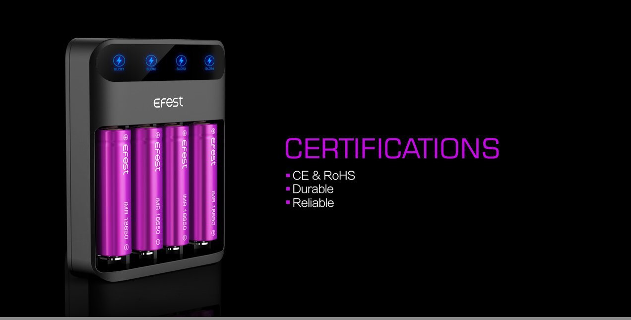 Efest LUSH Q4 Intelligent LED Battery Charger for 20700 / 18650 / 26650 / 26500 / 18500 / 18350 / 17340 / 16340 / 14500 / 10440