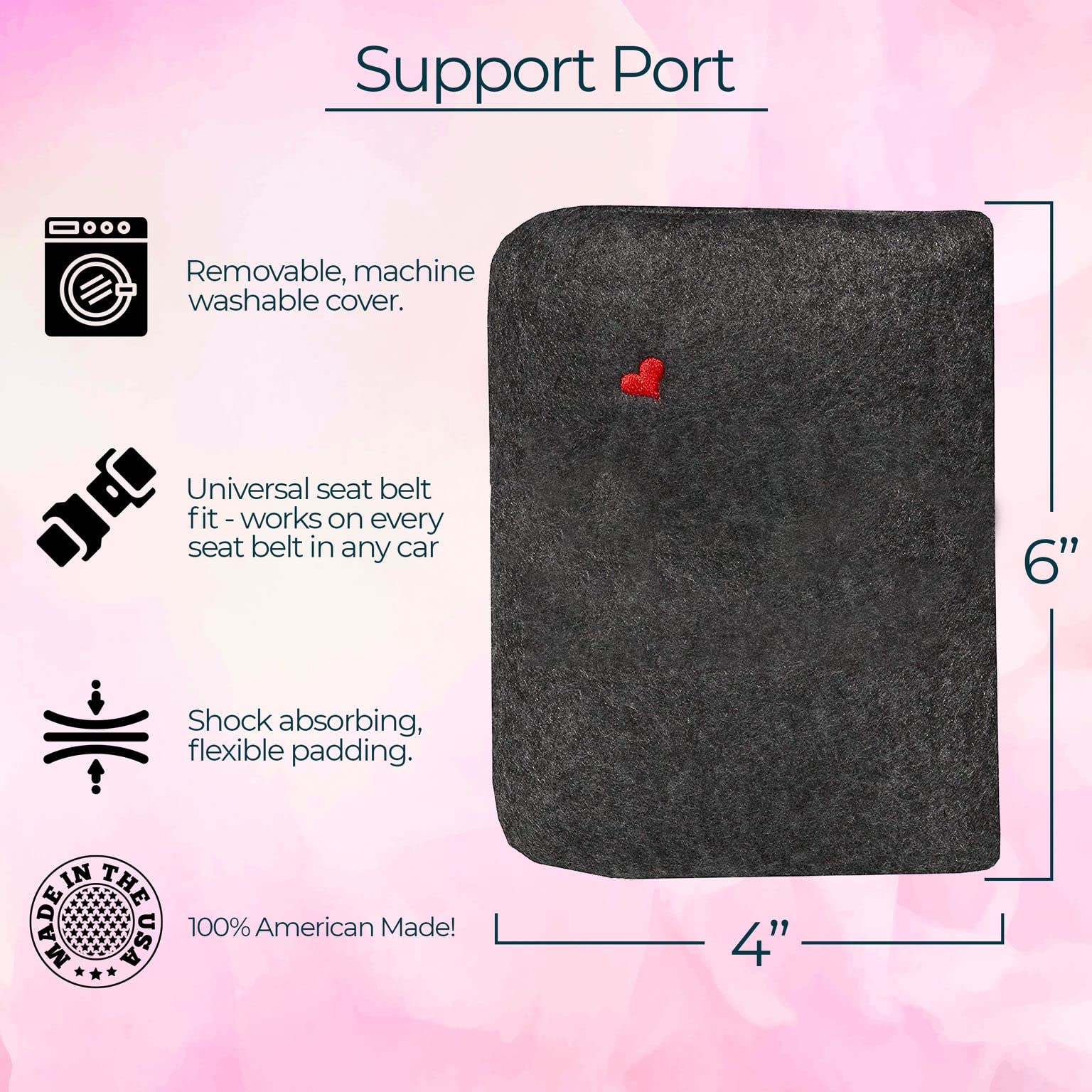 The Breast & Chest Buddy Port-a-Pal Seatbelt Cushion (Gray)