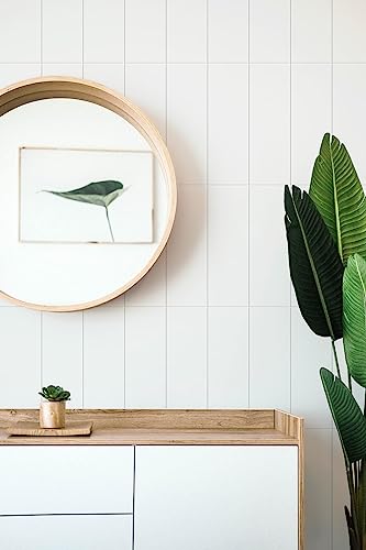 Avant Decor | Sample Tile | Stone Composite Subway Solid Color Tiles | Peel and Stick Kitchen Backsplash Tiles | Wall Tiles | 4โ x 12โ | Bex Metro Matte Cotton