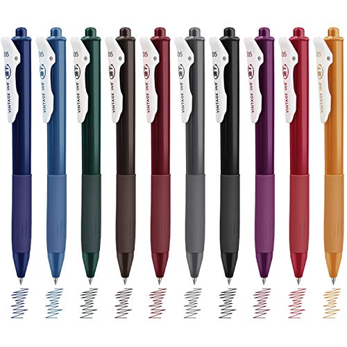 MyLifeUNIT Retractable Gel Pens, Quick Dry Ink Vintage Colors Pens for Journaling, Medium Point (0.5 mm), 10 Assorted Colors