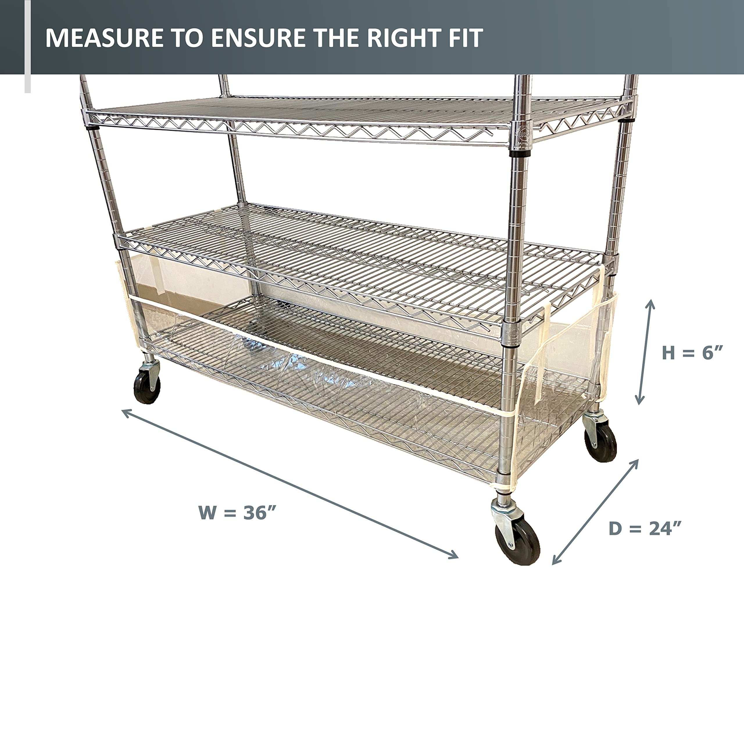 Formosa Covers | Storage Shelving Unit Bottom Rack Cover, See Through PVC (36" W x 24" D x 6" H) (Cover Only)