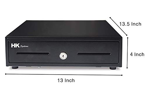 HK SYSTEMS 13" Heavy Duty Black "Push" Open Cash Drawer, 4B5C with Under Counter Mounting Metal bracket