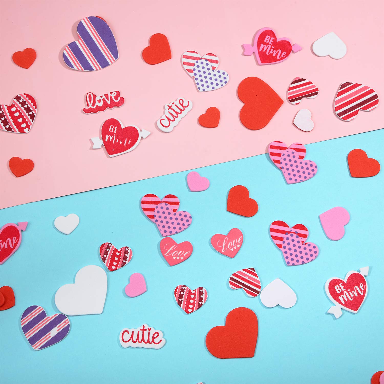 Blulu 900 Pieces Valentine's Day Heart Foam Stickers Self Adhesive Heart Shape Sticker for Wedding Valentine's Day Decoration Art Crafts