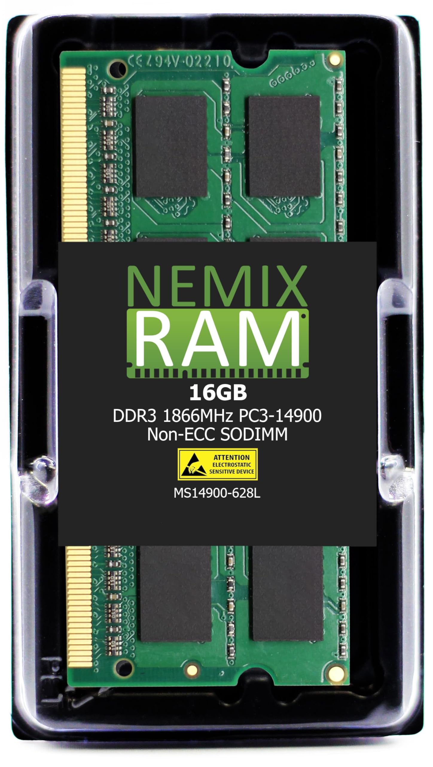 NEMIX RAM 16GB (1X16GB) DDR3 1866MHZ PC3-14900 2Rx8 1.35V 204-PIN Non-ECC SODIMM Laptop PC Memory