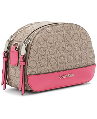 Calvin Klein Ashley Zip Around Crossbody, Almond/Taupe/Pink Flambe