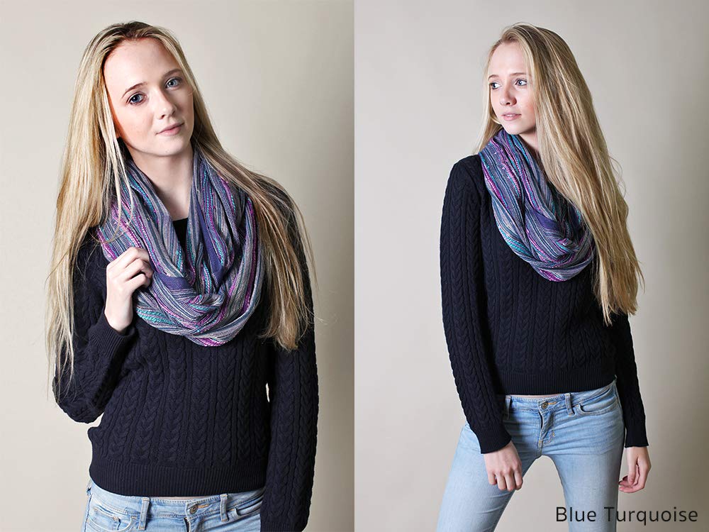 Anika Dali Women's Shimmer Sparkle Infinity Scarf- Festival Boho Bliss Fashion Scarf (Blue Turquoise)