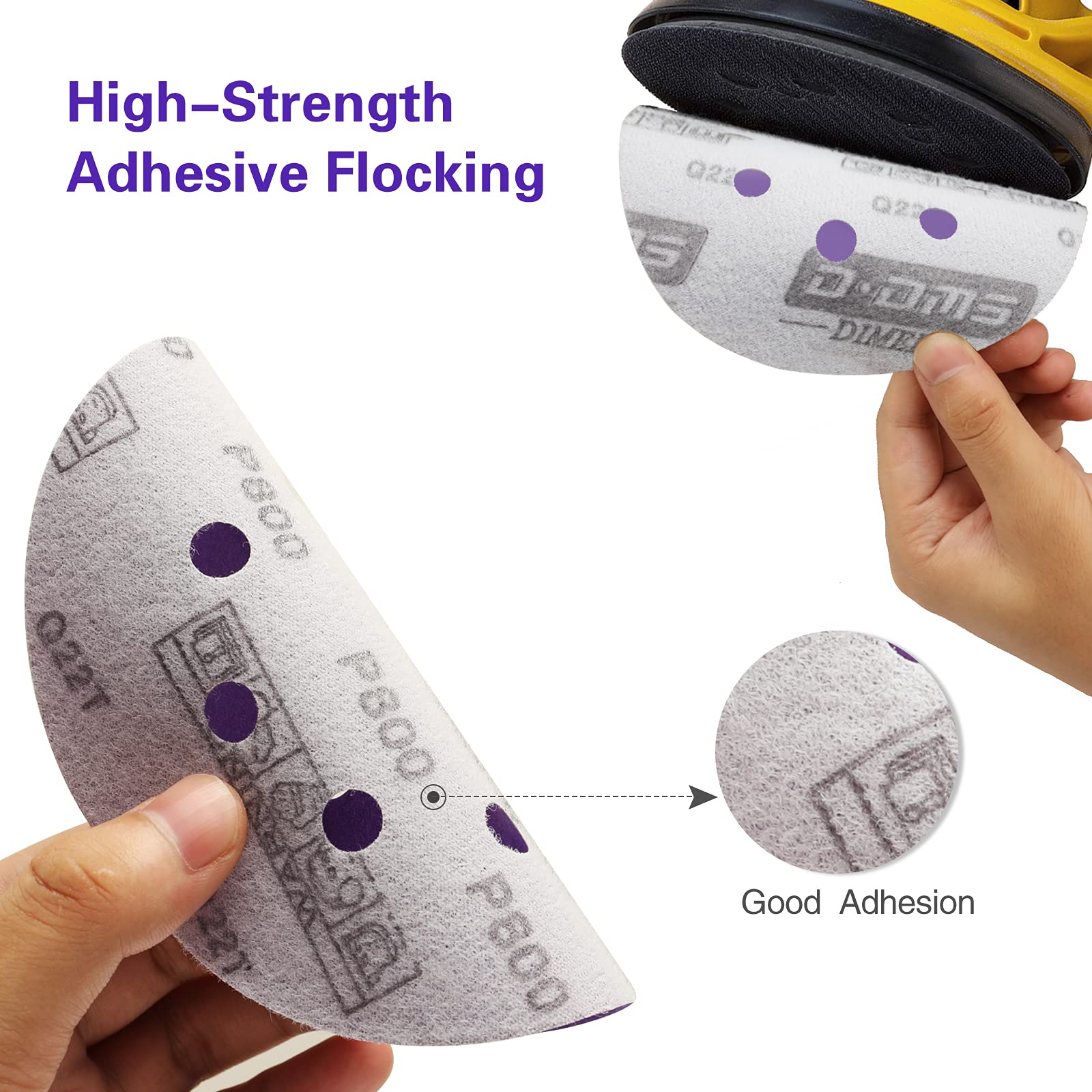 5 Inch Purple Film Sanding Discs, 8 Hole Hook and Loop Ceramic Alumina Sandpaper for Woodworking and Automotive