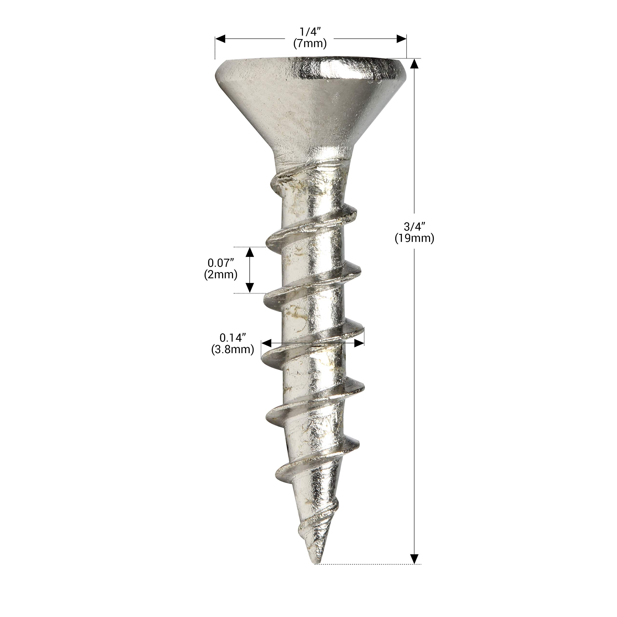 Rok Hardware #7 x 3/4" Standard Thread Phillips Flat Head MDF Wood Screws Nickel Plated S7X34FPCN (100)