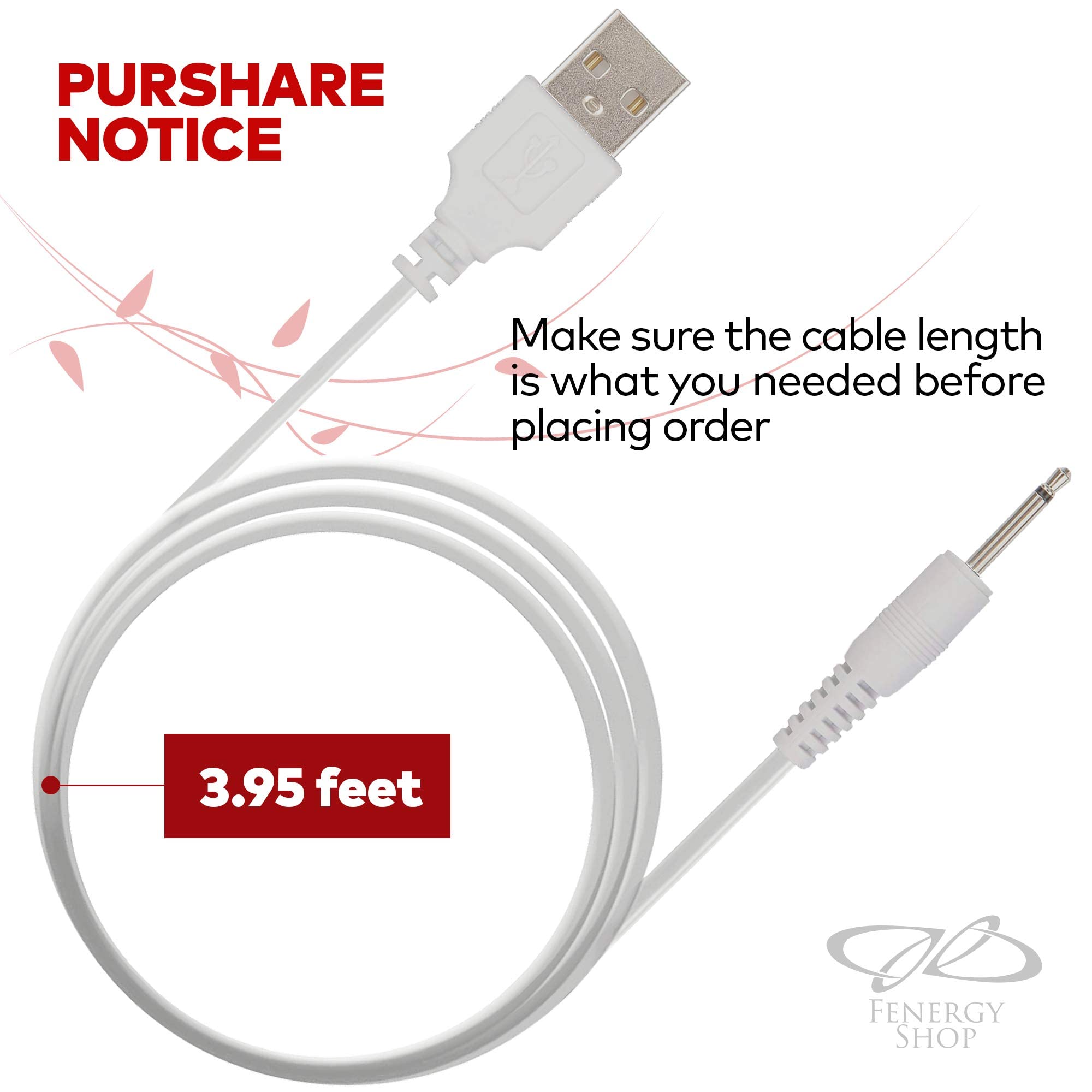 FENERGY SHOP Replacement DC Charging Cable Set | USB Charger Cords - 2.5 mm - Fast Charging