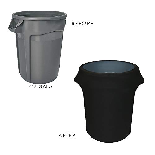 YOUR CHAIR COVERS - 32 Gallon Stretch Spandex Fitted Trash Can/Waste Container Cover - Black