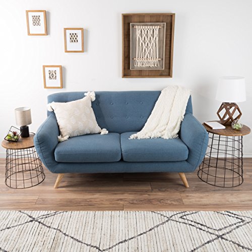 Lavish Home End Storage β Nesting Wire Basket Base and Wood Tops β Industrial Farmhouse Style Side Table, Set of 2 - Round Black, Brown