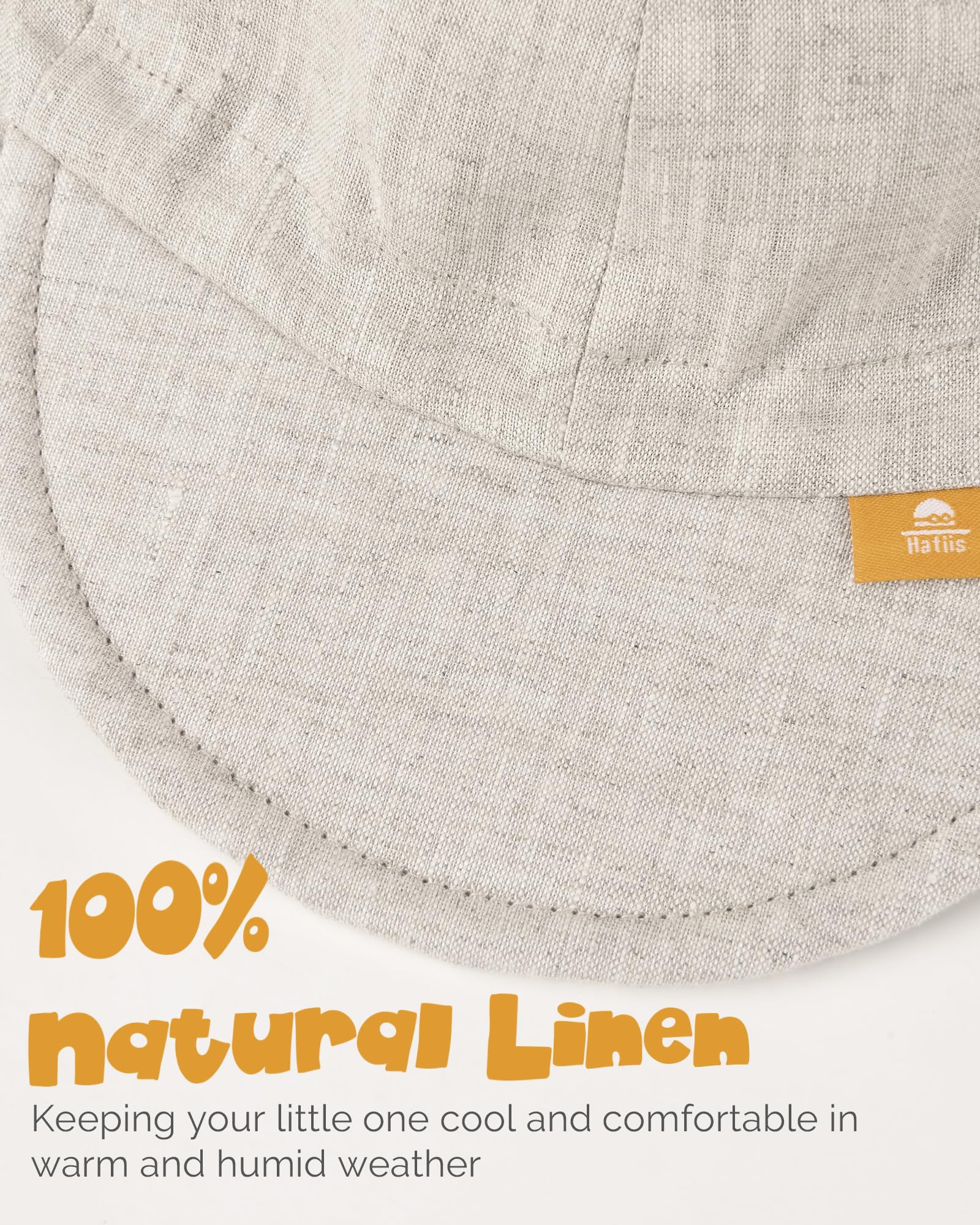Baby Sun Hat UPF 50+ Adjustable Linen Breathable Infant Quick Drying Summer Beach Hat with Neck Flap Swim Hat for Baby Boys Girls Beige