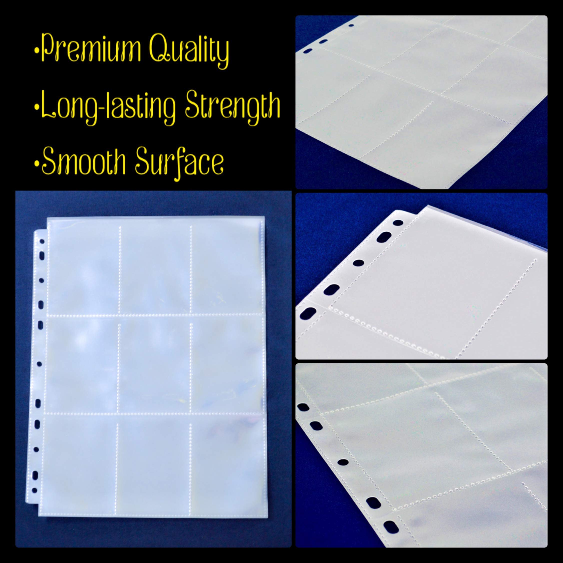 50 Sheets of premium 9 Pocket Page Protectors for Pokemon Cards and Magic The Gathering Cards, etc.