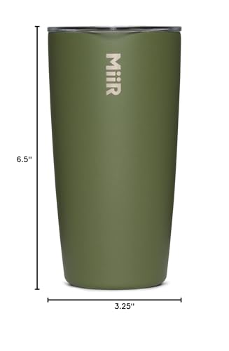 MiiR Tumbler, 16oz Insulated Stainless Steel with Press Fit Slide Lid – Splash Proof Design, Holds Hot & Cold Beverages, Stylish & Functional Cup Holder Compatible