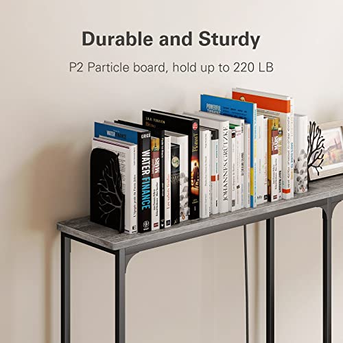 DEPAD 70 Inch Extra-Long Console Table with 2 Power Outlets and 1 Type C Port and 1 USB Port, 10.6β D x 70.9β L x 35.4β H Sofa Table, Grey Behind Couch Table, Narrow Long Entryway Table